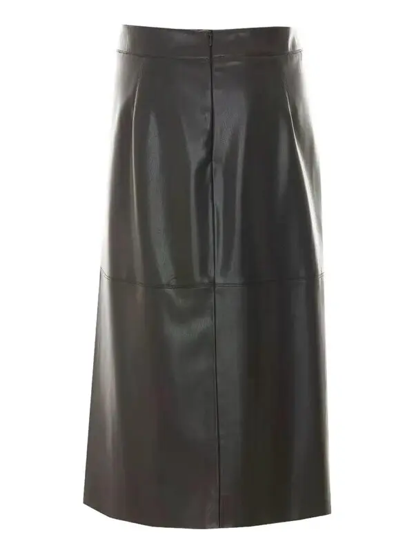 RUE DU BAC Faux-leather Midi Skirt - Brown