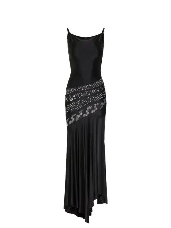 Rabanne Crystal-embellished Asymmetric Dress - Black