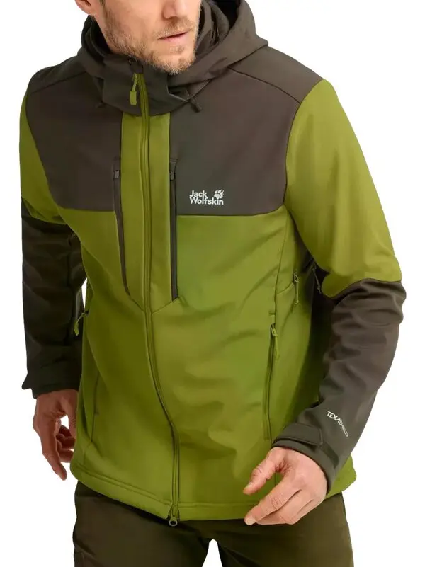 JACK WOLFSKIN Jasper Jkt Colour-block Hooded Jacket - Green