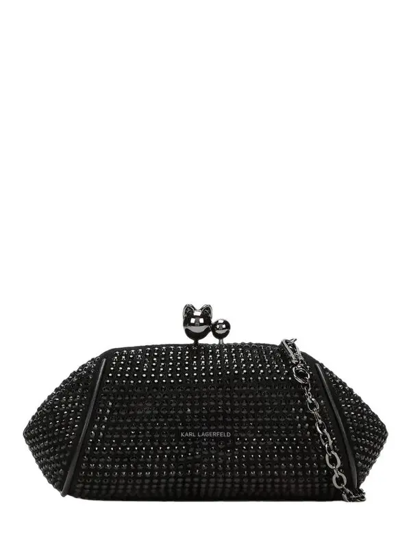 Karl Lagerfeld K/bisous Rhinestone Crossbody Bag - Black