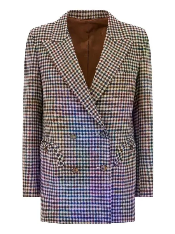 BLAZÉ MILANO Check Double-breasted Blazer - Neutrals