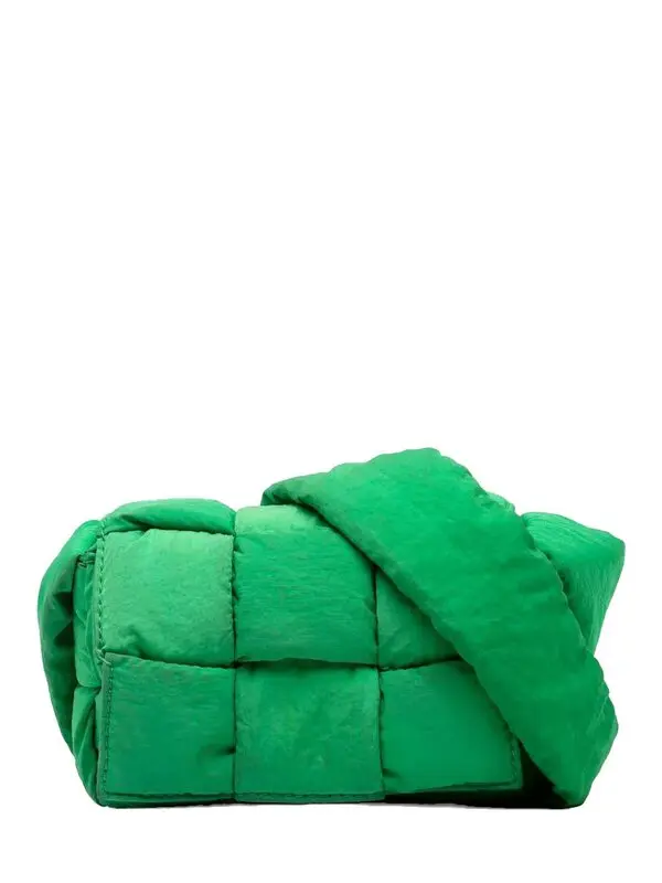 Bottega Veneta 2012-2026 Candy Nylon Intrecciato Padded Tech Cassette Crossbody Bag - Green