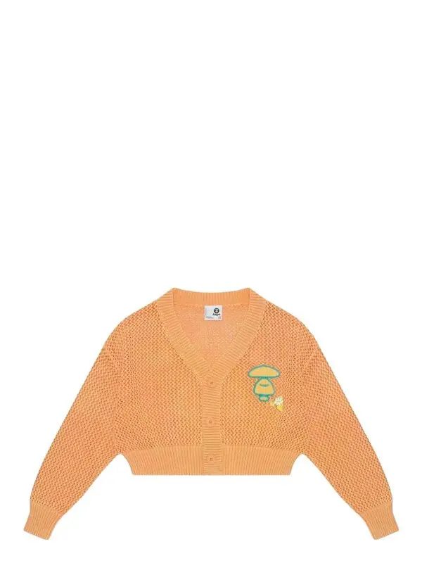 AAPE BY *A BATHING APE Moonface-embroidered Cropped Cardigan - Orange