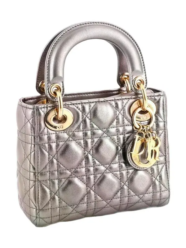 Dior Lady Chain Bag Cannage Quilt Lambskin Mini Satchel - Metallic