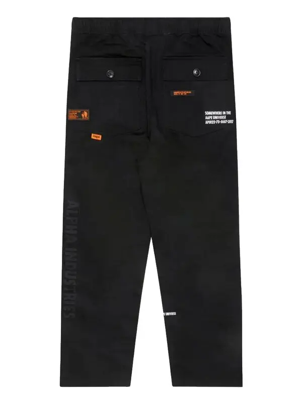AAPE BY *A BATHING APE X Alpha Industries Logo-patch Straight-leg Trousers - Black