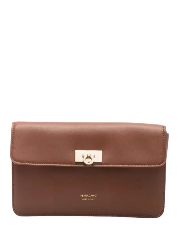 FERRAGAMO Harley Leather Shoulder Bag - Brown