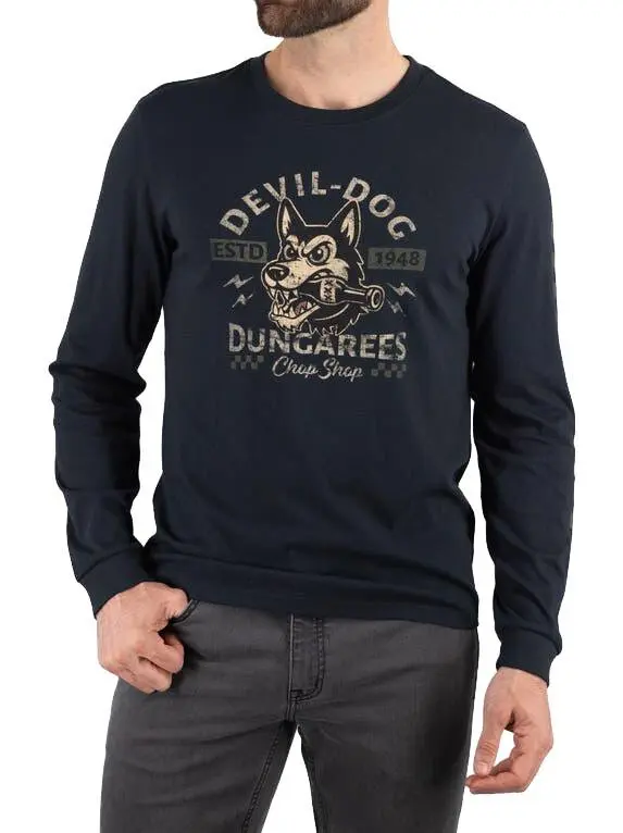 DEVIL-DOG DUNGAREES Chop Shop Long Sleeve Graphic Tee - Black
