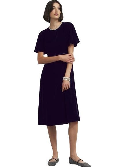 HOBBS LONDON Petite Catalina Velvet Midi Dress - Midnightnavy