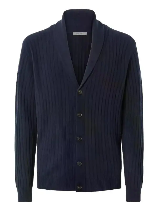 Corneliani Ribbed Shawl-collar Cardigan - Blue