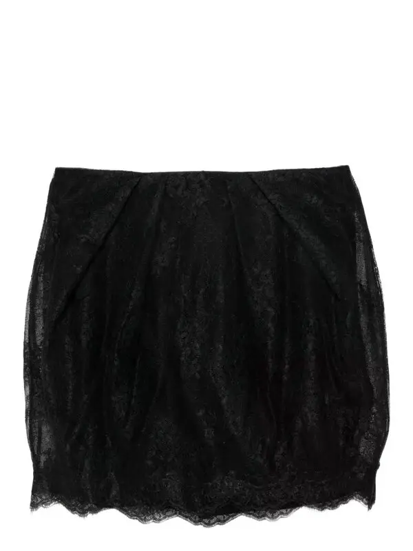 Blumarine Lace-overlay Gathered Mini Skirt - Black