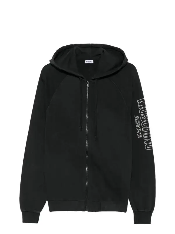 Moschino Logo-print Zip-up Hoodie - Black