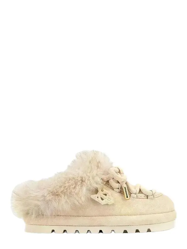 NAKED WOLFE Harlow Faux-fur Suede Slippers - Neutrals