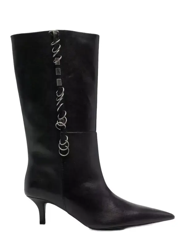 Patrizia Pepe Ring-embellished Pointed-toe Boots - Black