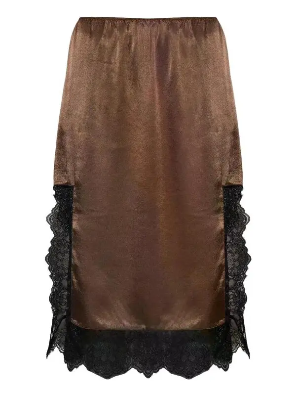 Munthe Chloa Lace-trim Midi Skirt - Brown