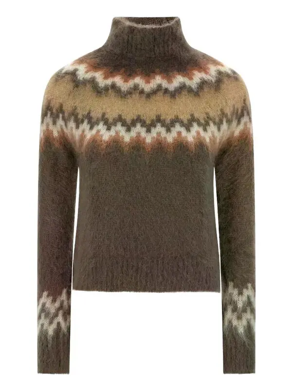 PT TORINO Fair Isle High-neck Sweater - Brown