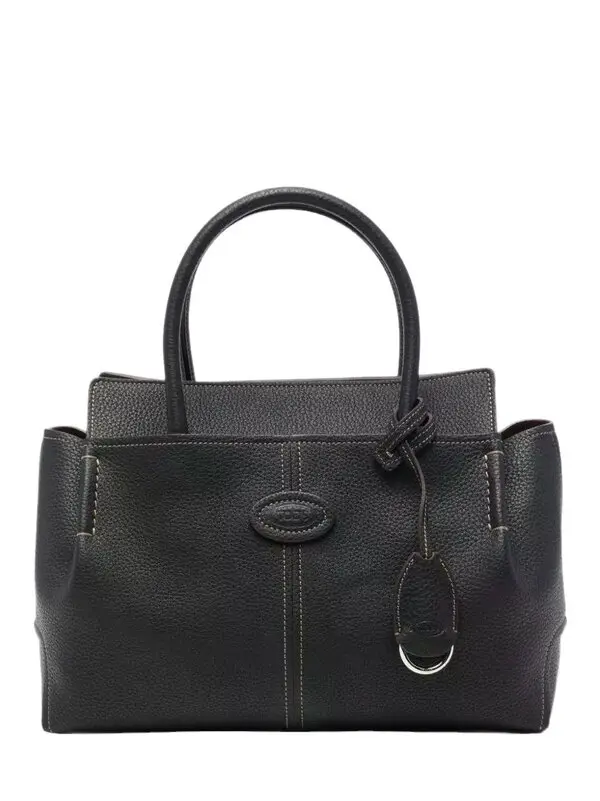 TOD'S Logo-plaque Pebbled Tote Bag - Black