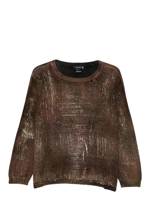 Avant Toi Distressed-effect Crew-neck Sweater - Brown