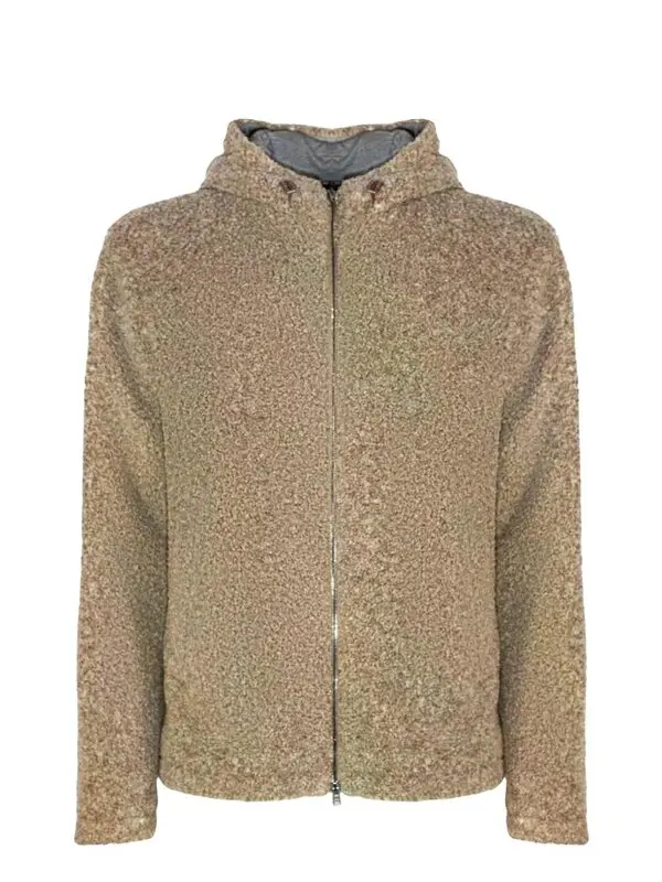 Herno Bouclé-knit Hooded Jacket - Neutrals