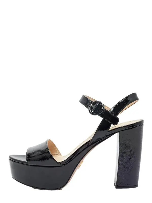 Prada Vernice Patent Leather Platform Sandals - Black