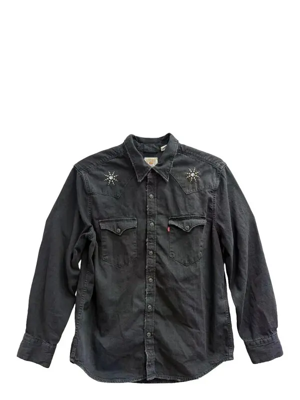 HTC LOS ANGELES Studded Western-style Shirt - Black