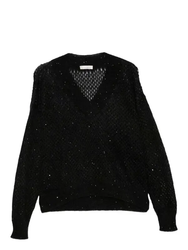 Liviana Conti Sequin-embellished Open-knit Sweater - Black