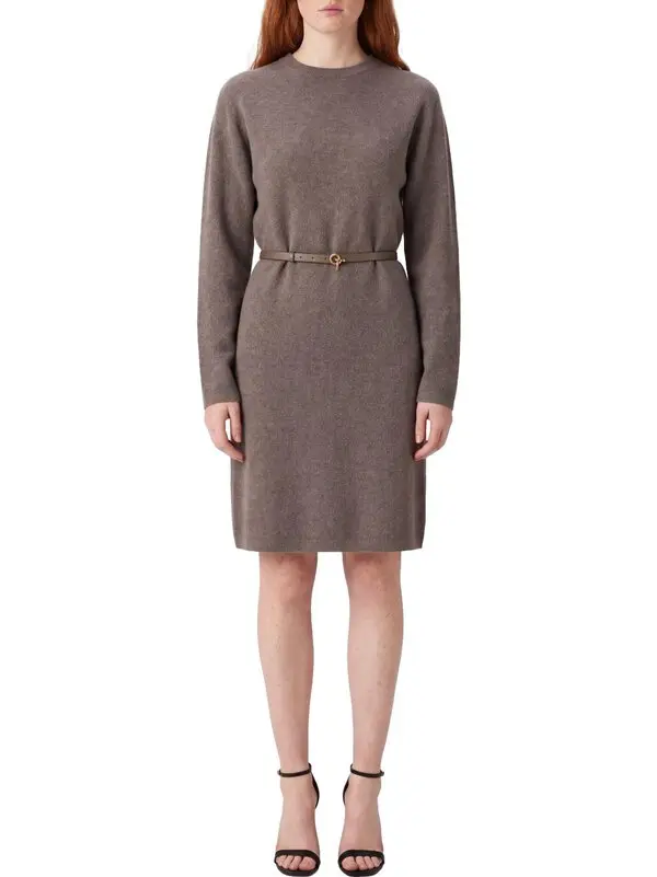Fabiana Filippi Wool And Silk Knit Mini Sheath Dress With Belt - Grey
