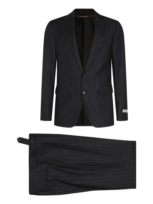Canali Pinstriped Virgin Wool Single-breasted Suit - Grey