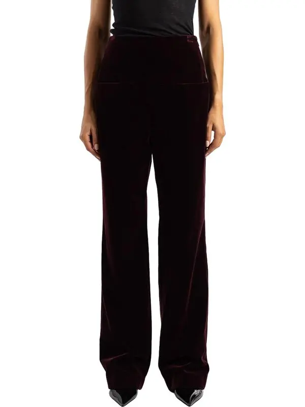 Alaïa High-waisted Straight-leg Velvet Palazzo Trousers - Violet