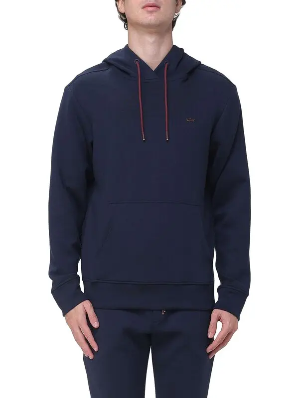 Paul & Shark Cotton Hoodie With Pouch Pocket And Embroidered Logo - Blue