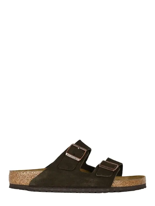 BIRKENSTOCK Arizona Suede Leather Sandals With Double Strap - Coffee