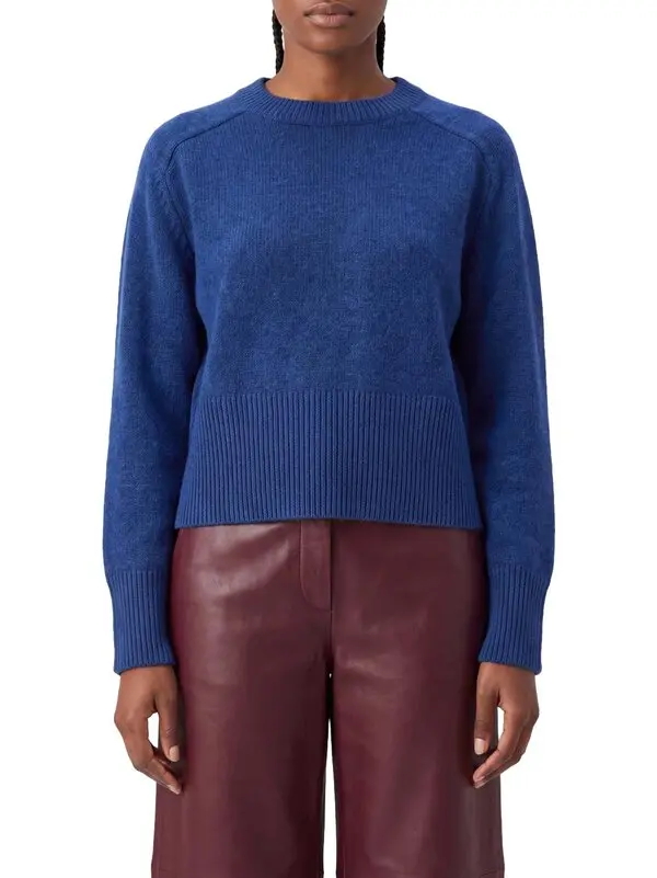 NOTSHY Pure Cashmere Crewneck Jumper With Long Sleeves And Ribbed Trim - Blue