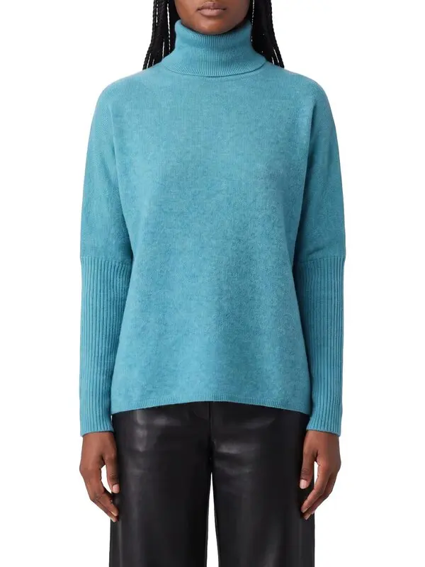 NOTSHY Pure Cashmere Turtleneck Jumper With Long Sleeves And Ribbed Trim - Blue