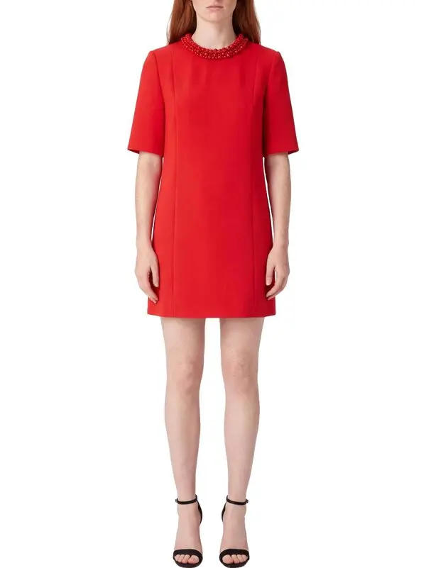 Essentiel Antwerp Bead-embellished Crêpe Mini Sheath Dress - Red