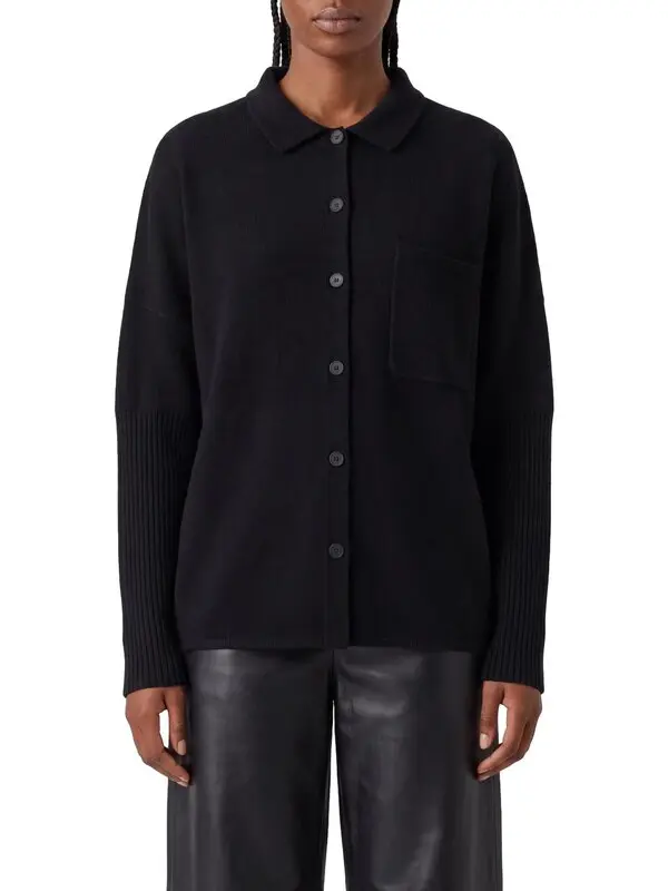 NOTSHY Pure Cashmere Polo-style Cardigan With Button Closure - Black