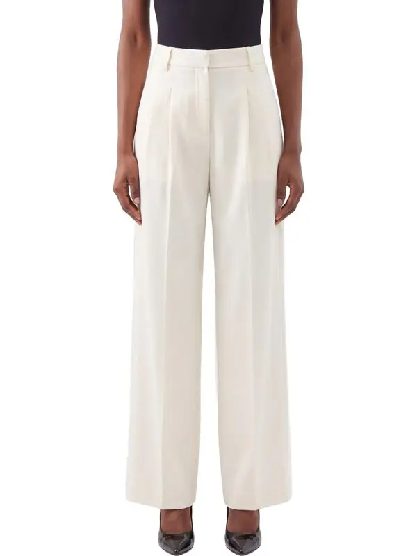 Andamane High-waisted Tailored Wide-leg Wool Blend Trousers - Ivory