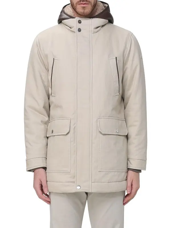 HESKIMO Padded Cotton Parka With Shearling Hood - Beige
