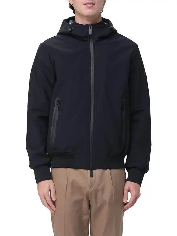 HESKIMO Nylon Hooded Windbreaker Jacket With Zip Closure - Black