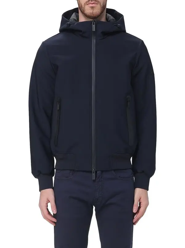 HESKIMO Nylon Hooded Windbreaker Jacket With Zip Closure - Blue