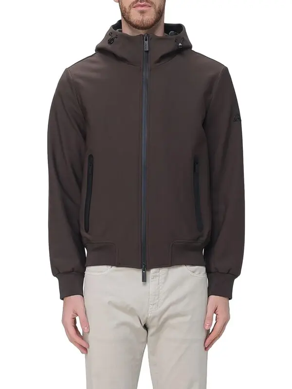 HESKIMO Nylon Hooded Windbreaker Jacket With Zip Closure - Brown