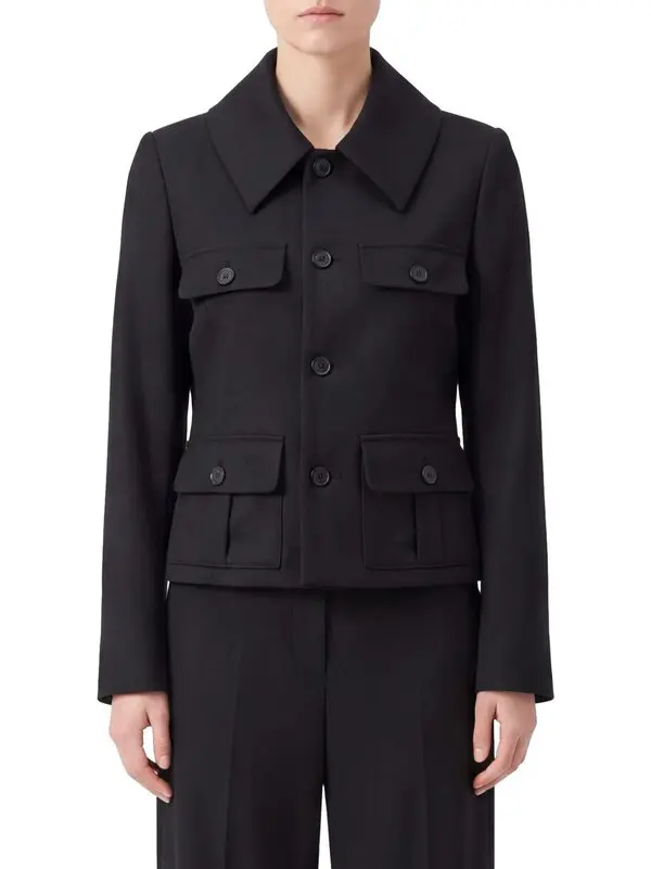 Paloma Wool Single-breasted Cropped Wool-blend Blazer With Flap Pockets - Grey