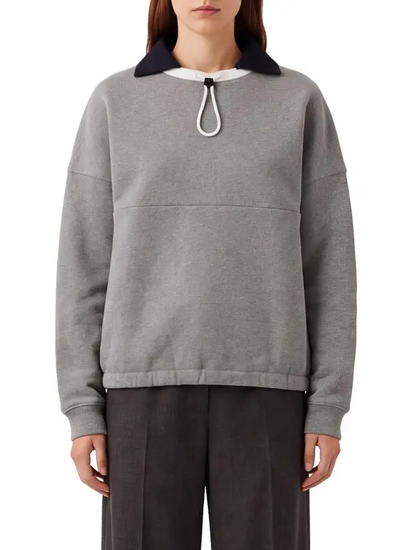 Loewe Crewneck Cotton Sweatshirt With Dropped Shoulders And Drawstring - Grey