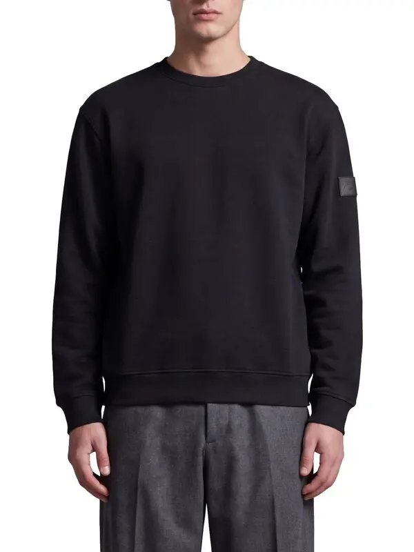 Premiata Cotton Crew-neck Sweatshirt With Applied Logo And Ribbed Trims - Black