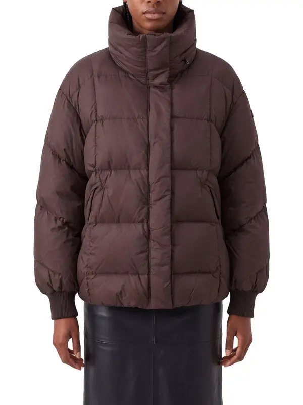 TATRAS Short Water-repellent Puffer Jacket In Quilted Nylon With Funnel Neck - Brown