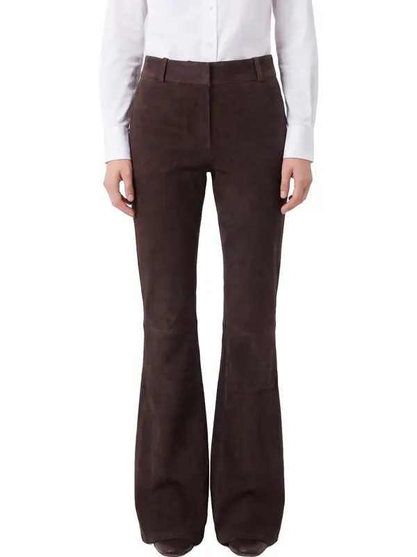 ARMA Mid-rise Flared Faux Suede Trousers - Brown
