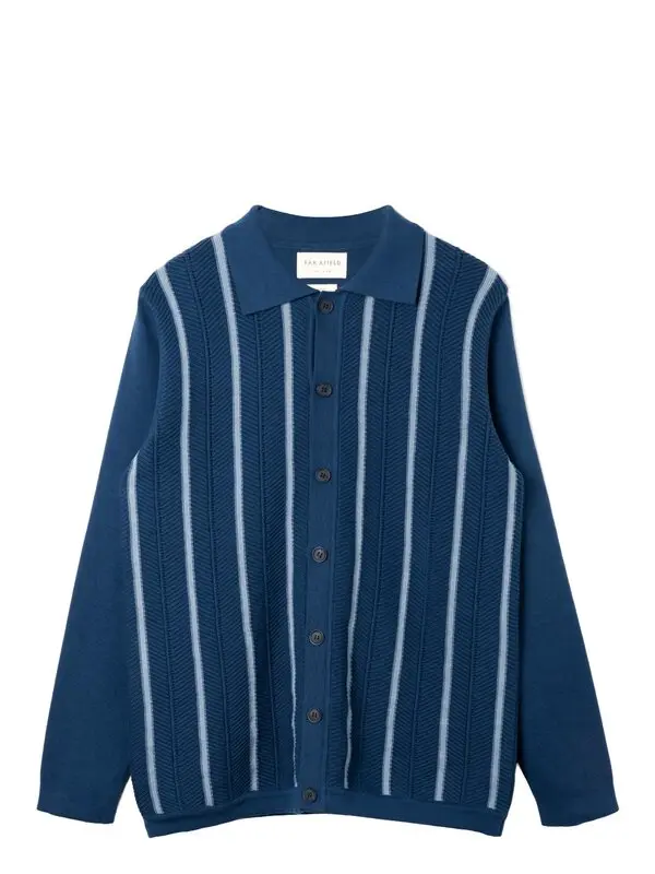 FAR AFIELD Zigger Herringbone Knit Shirt - Blue