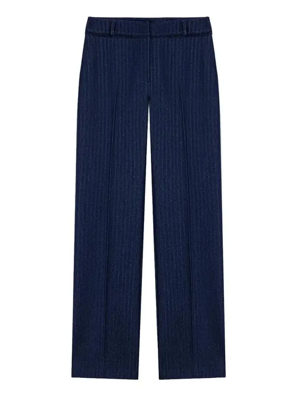 NOCTURNE Pinstripe Straight Leg Trousers - Blue