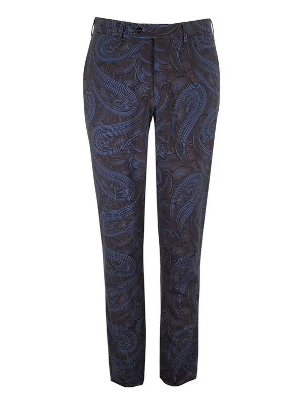 LORDS OF HARLECH Pickford Paisley Badalona Ie Wool Tailored Pant - Brown