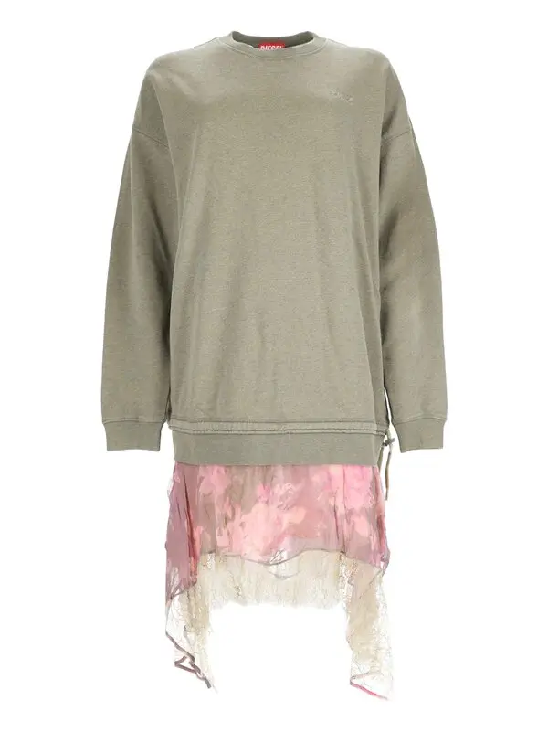 DIESEL® Abito In Felpa Con Gonna In Chiffon E Pizzo - Multicolour