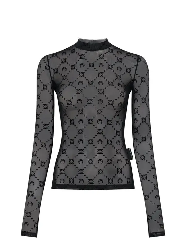 MARINE SERRE Top In Mesh Con Logo - Black