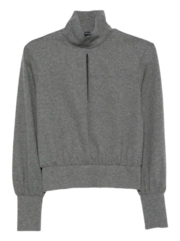 Patrizia Pepe High-neck Cutout Cropped Top - Gray